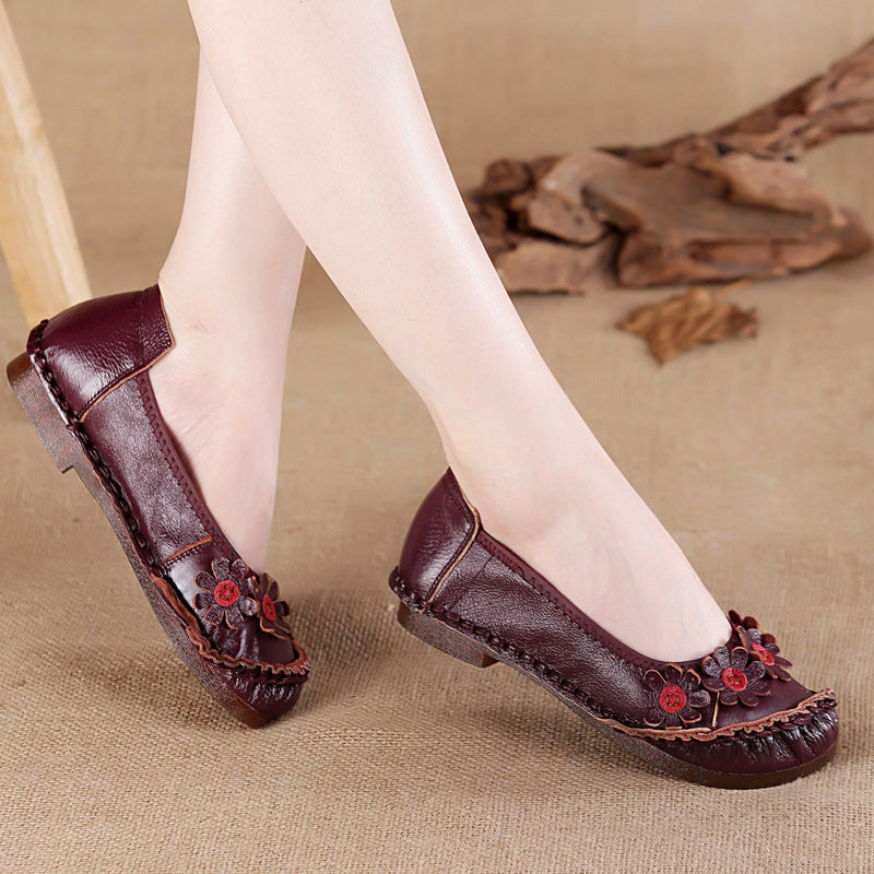 genuine leather plus-size women's single shoes – Cilool
