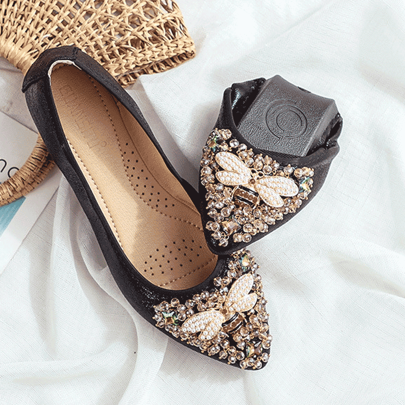 Cilool Rhinestone Flats Casual Comfort Dressy Flats For Wedding Fox Sl