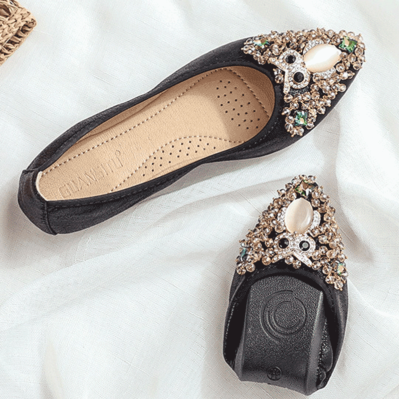Cilool Rhinestone Flats Casual Comfort Dressy Flats For Wedding Fox Sl